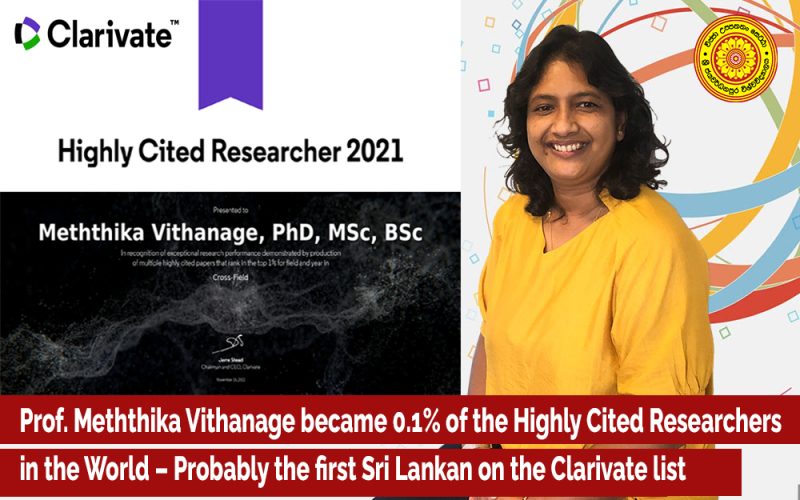 Prof. Meththika Vithanage became 0.1% of the Highly Cited Researchers ...
