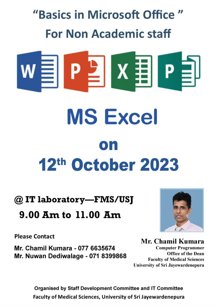 Workshop on MS Excel: Hands-on Training Sessions - USJ - University of Sri Jayewardenepura, Sri ...