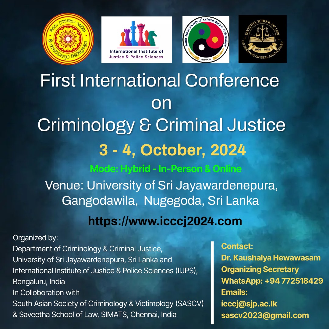 1st International Conference on Criminology and Criminal Justice (ICCCJ) - 2024 - USJ ...