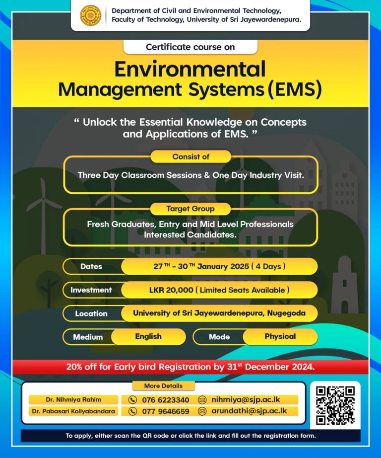 Certificate Course on Environmental Management System (EMS) - USJ ...